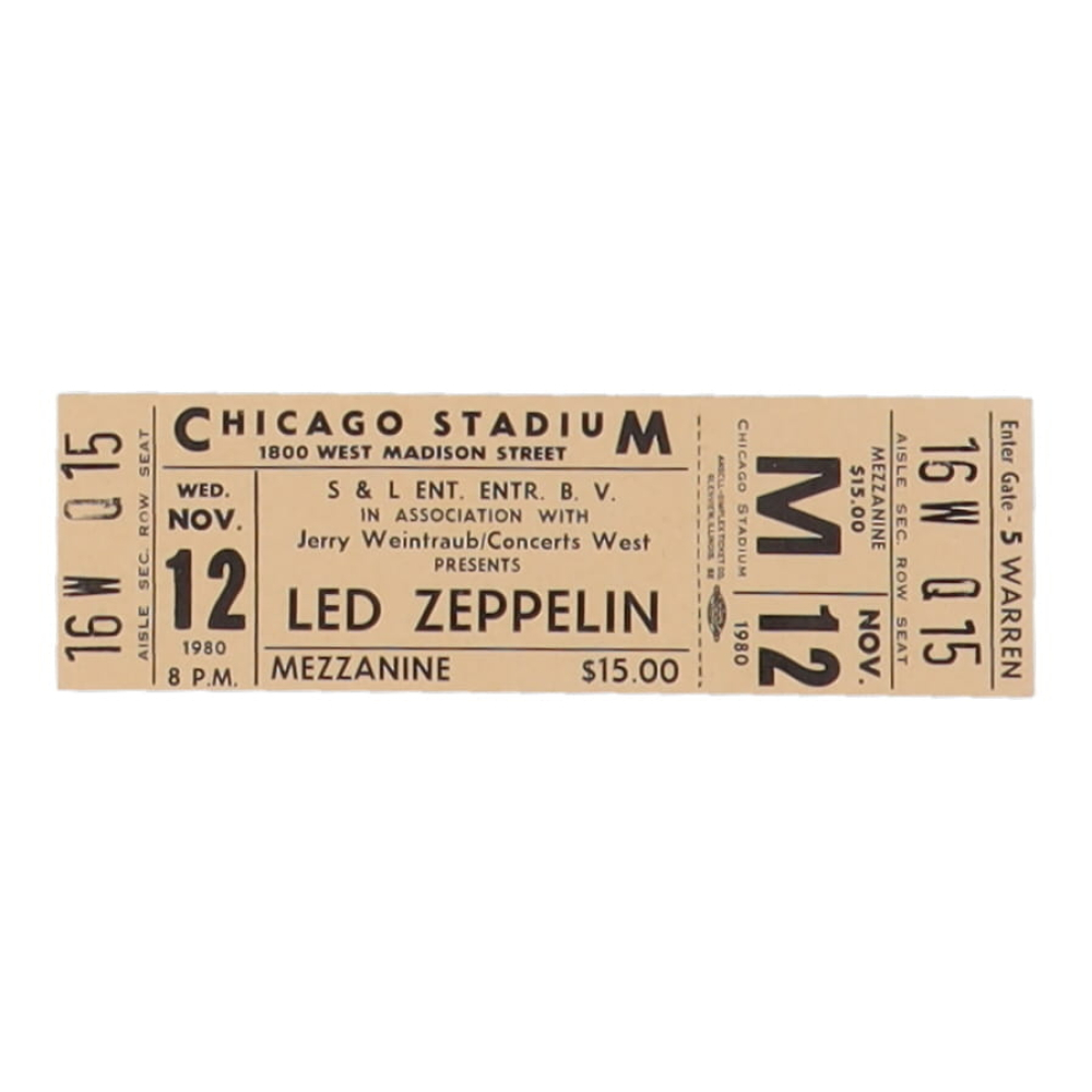 Led Zeppelin Set of (3) Items with 1980 Ticket, 12x18 Concert Poster ...