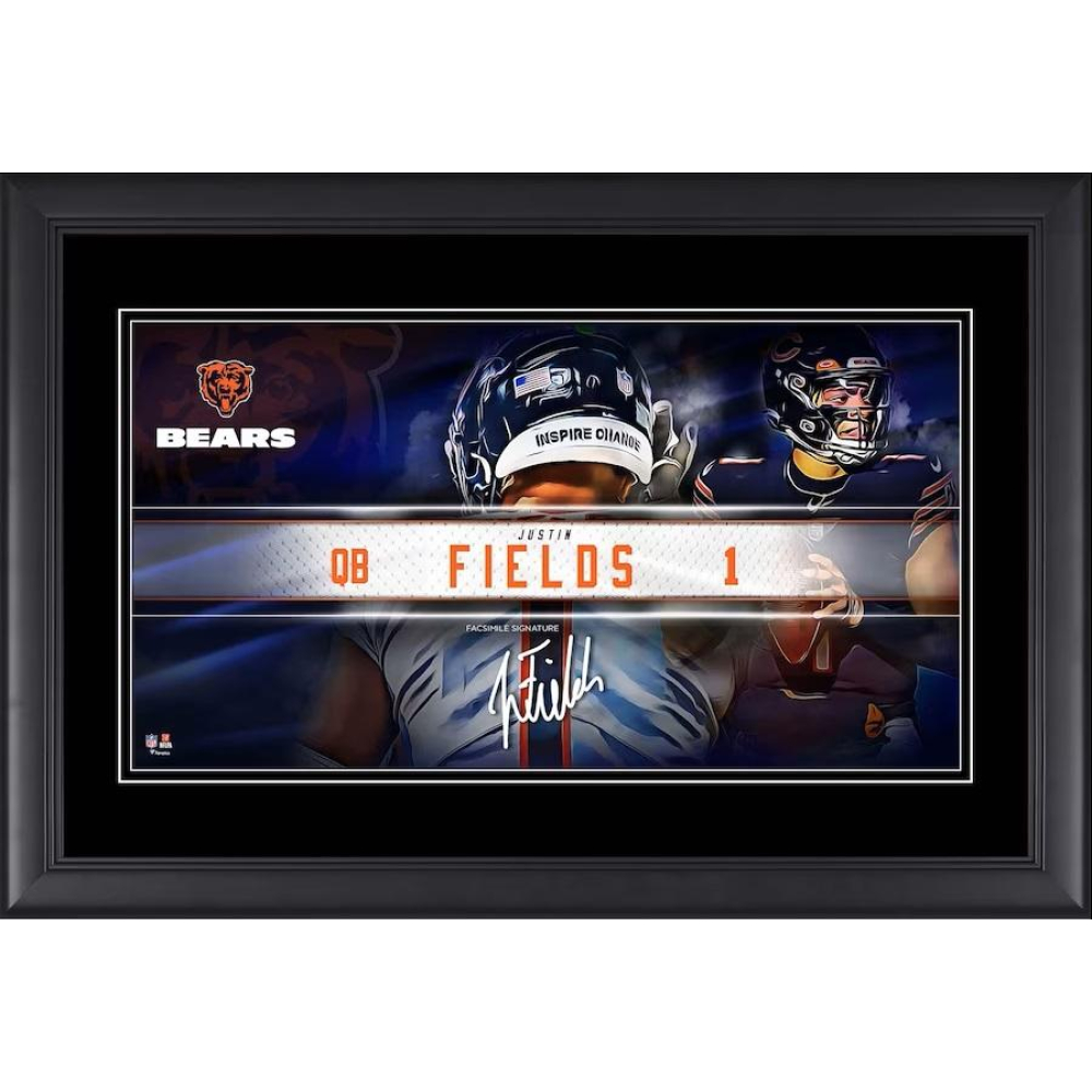 Justin Fields Bears Custom Framed Nameplate Photo Display | Pristine ...