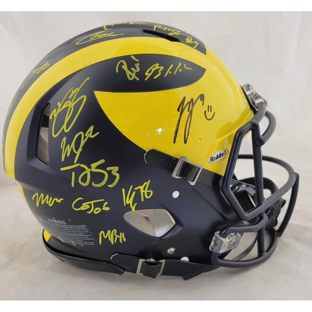 Michigan Wolverines Full-Size Authentic On-Field Speed Helmet Signed by ...