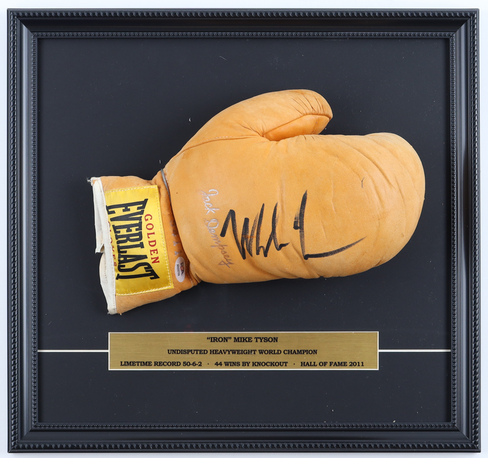 Mike Tyson Signed Custom Framed Vintage Everlast 1950's Jack Dempsey ...