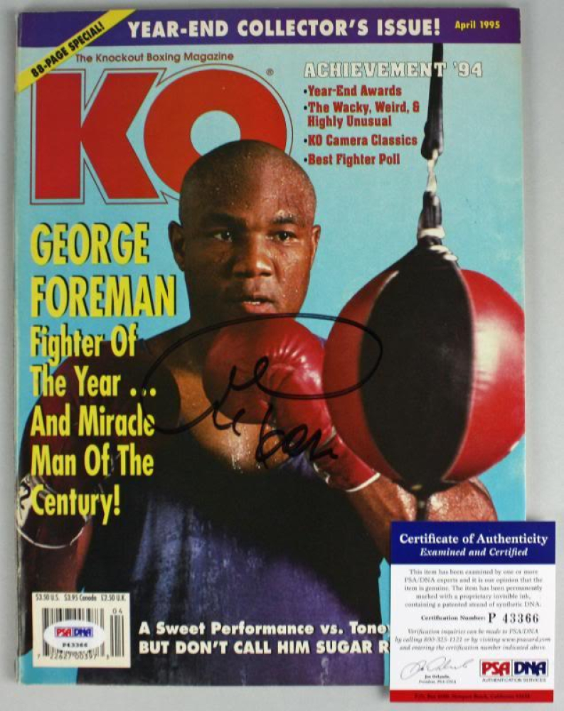 George Foreman Signed 1995 Knockout Boxing Magazine (PSA) | Pristine ...