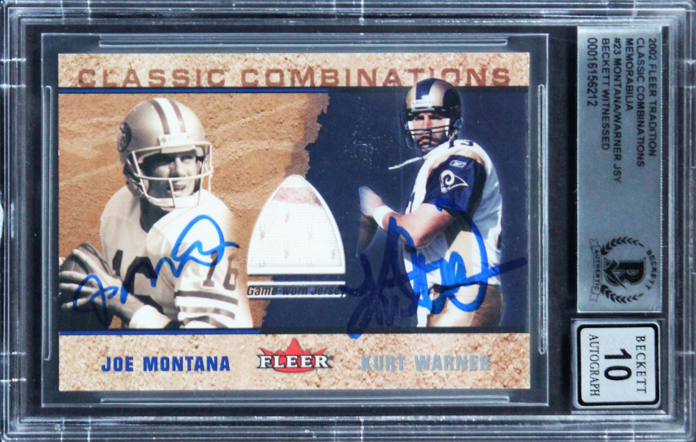 Joe Montana & Kurt Warner Signed 2002 Fleer Tradition Classic ...