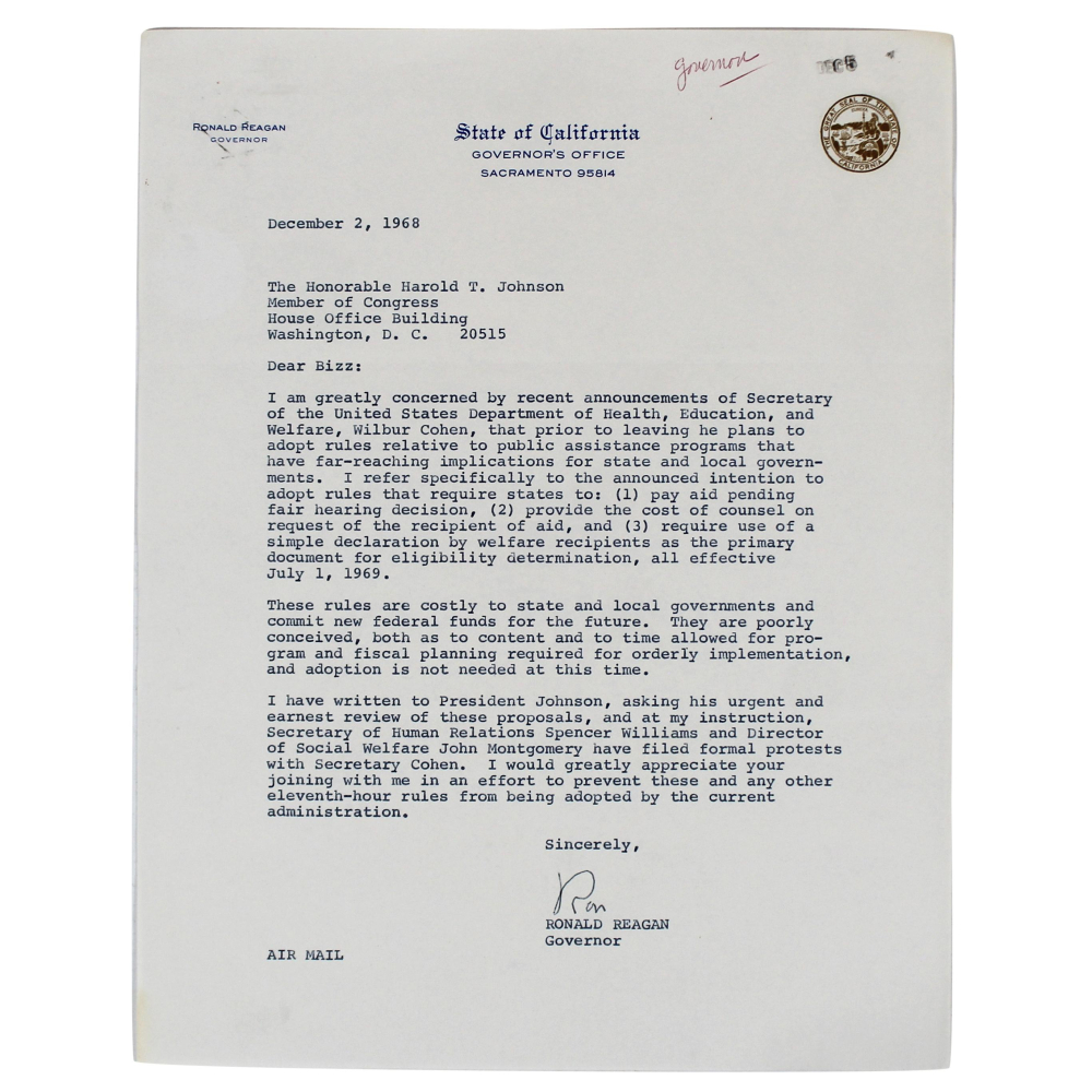 Ronald Reagan Signed 8.5x11 1968 Letter (JSA) | Pristine Auction
