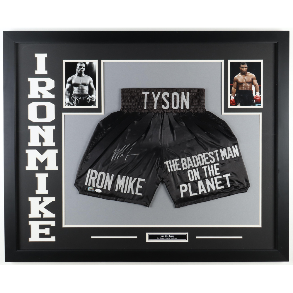 Mike Tyson Signed Custom Framed Boxing Trunks Display (Tyson & JSA ...
