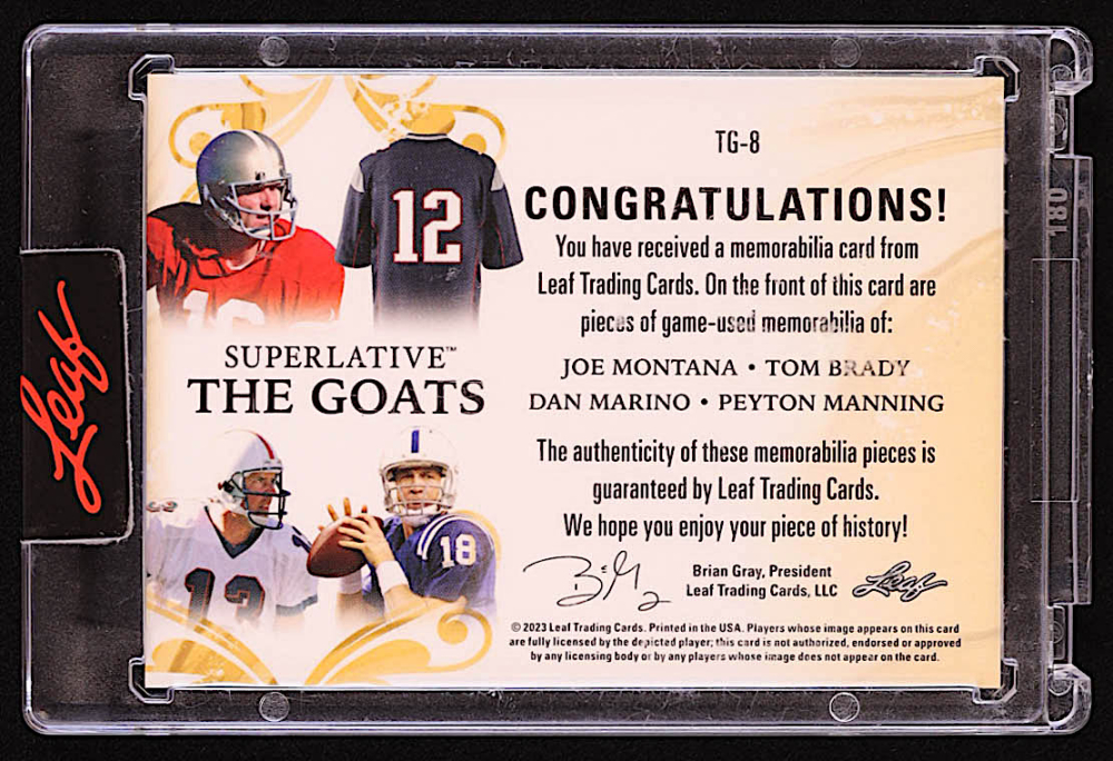 Joe Montana / Tom Brady / Dan Marino / Peyton Manning 2023 Leaf ...