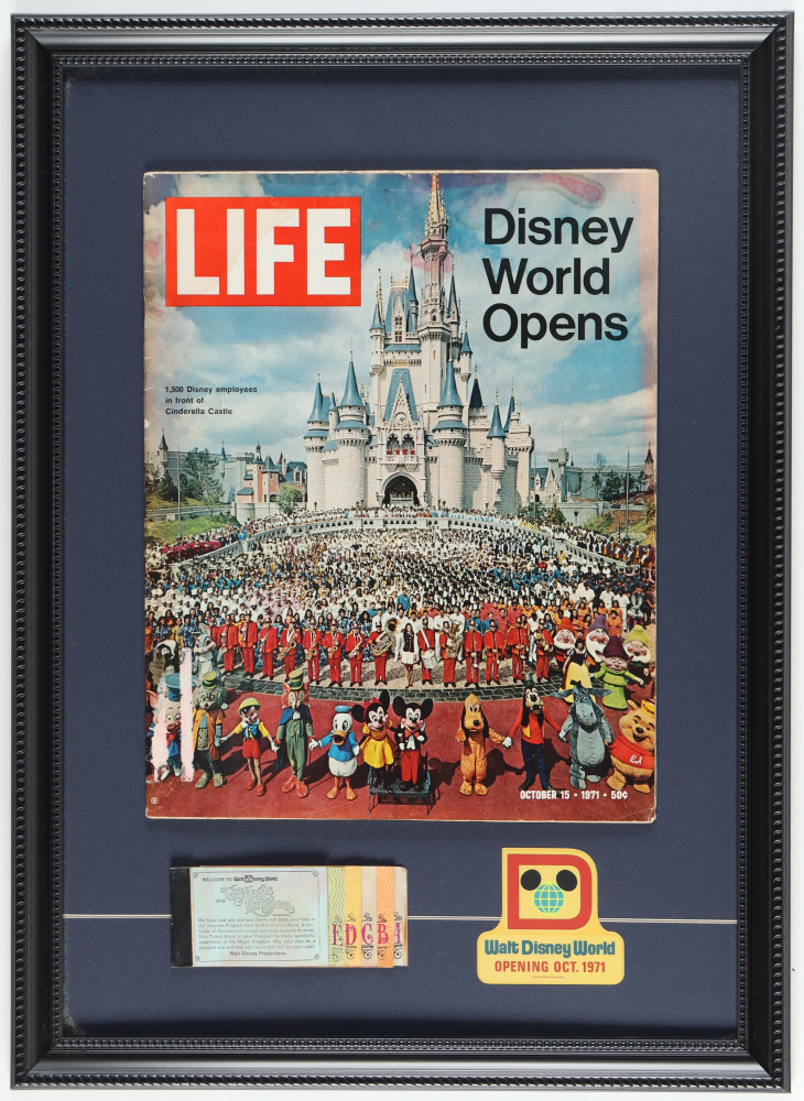 1971 "Disney World Opens" Life Magazine Custom Framed Display with ...