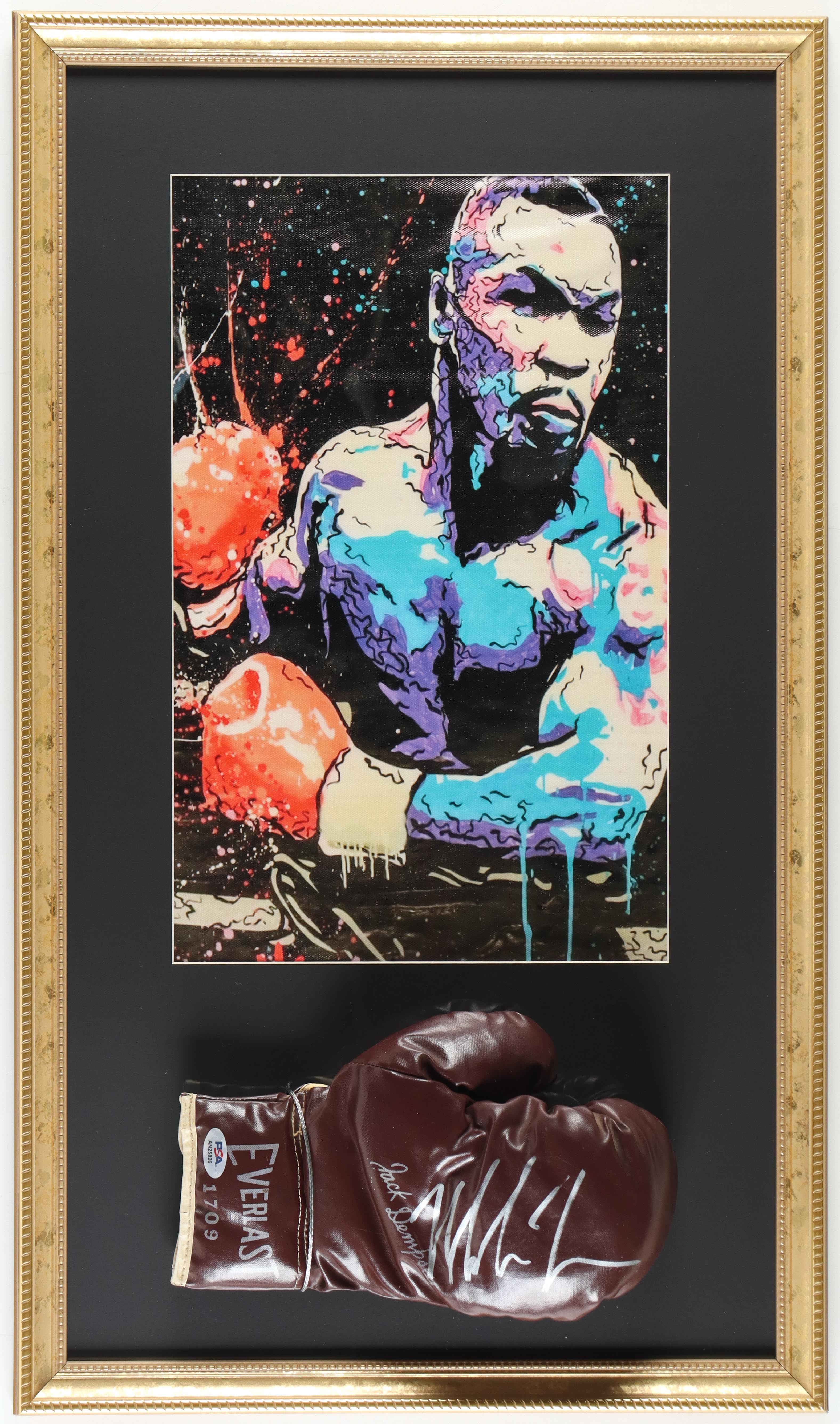 Mike Tyson Signed Custom Framed Everlast Jack Dempsey Model Boxing ...