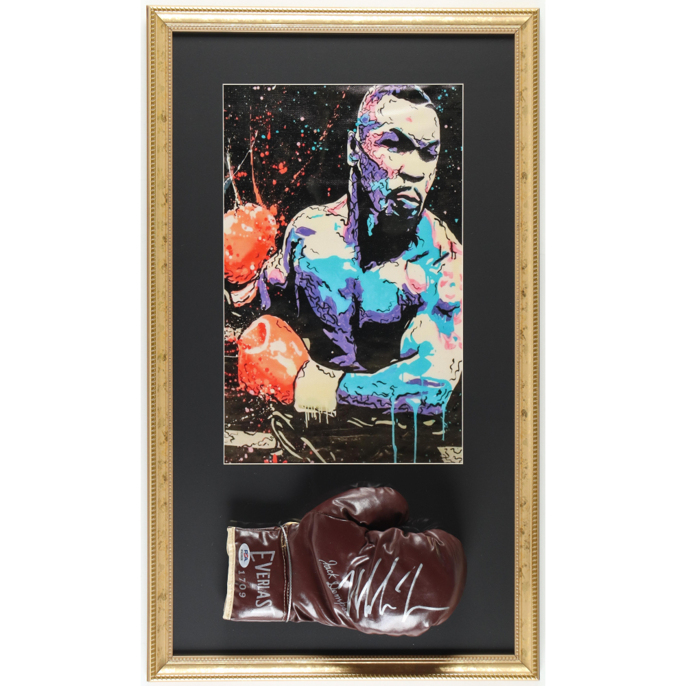 Mike Tyson Signed Custom Framed Everlast Jack Dempsey Model Boxing ...