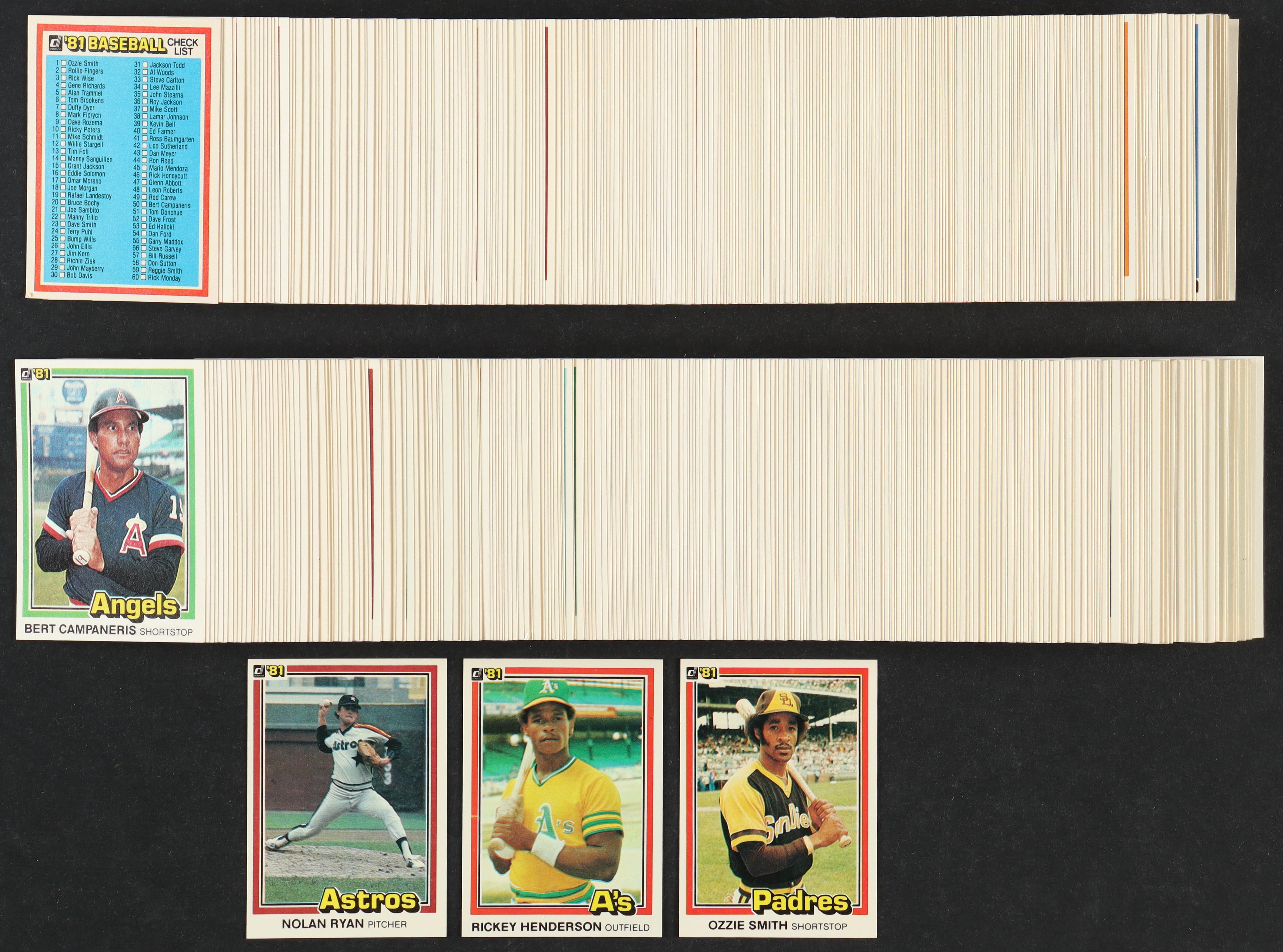1981 Donruss Baseball Complete Set of (660) Cards with Rickey Henderson ...