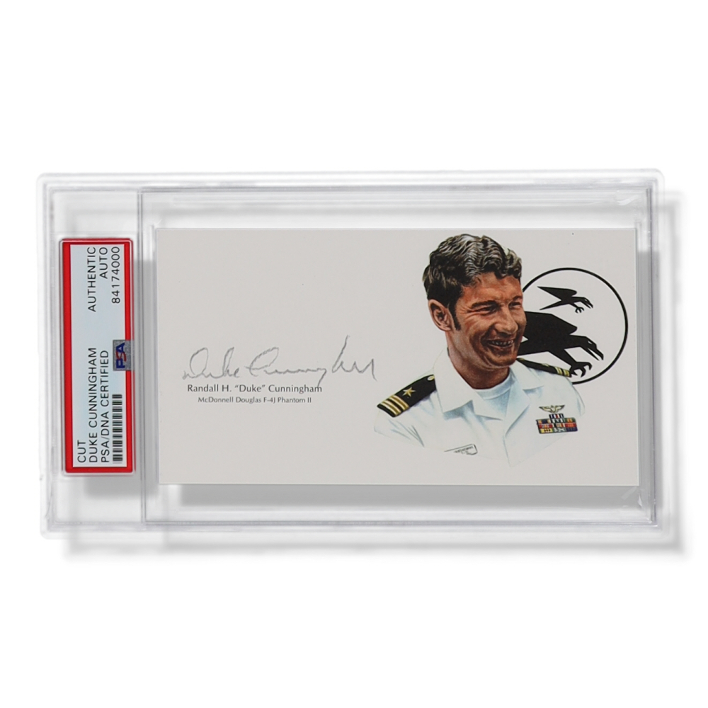 Duke Cunningham Signed 2.75x5.5 Cut with Portrait (PSA) | Pristine Auction
