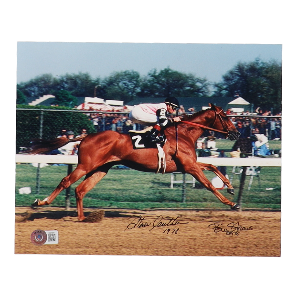 Steve Cauthen & Bill Straus Signed 8x10 Photo Inscribed "1978 Belmont ...