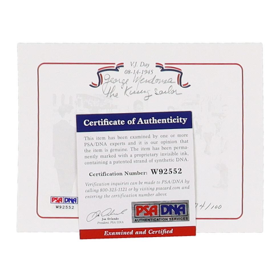 George Mendonsa Signed LE Bookplate Inscribed "The Kissing Sailor" (PSA ...