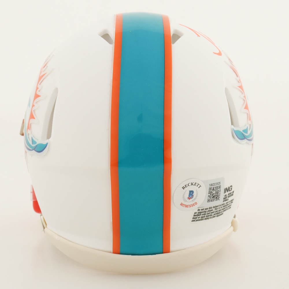 Devon Achane Signed Dolphins Flat White Alternate Speed Mini Helmet ...