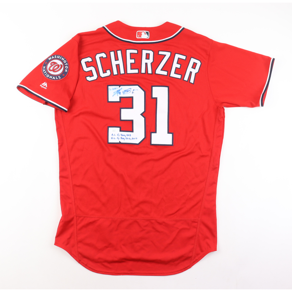 Max Scherzer Signed Nationals Jersey Inscribed "AL CY Young 2013" & "NL ...