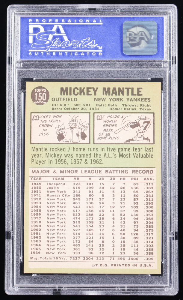 Mickey Mantle 1967 Topps #150 (PSA 8) | Pristine Auction