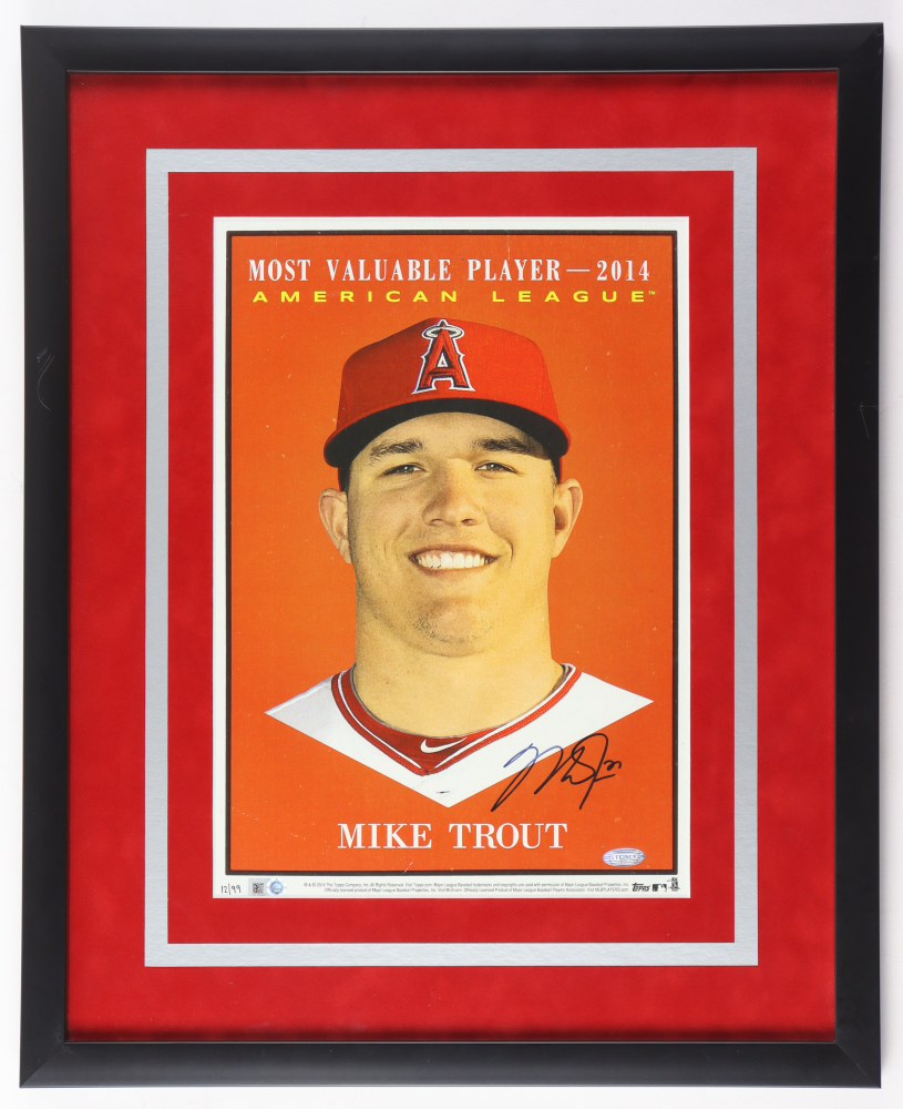 Mike Trout Signed Angels LE Custom Framed Topps Wall Art Photo (Steiner ...