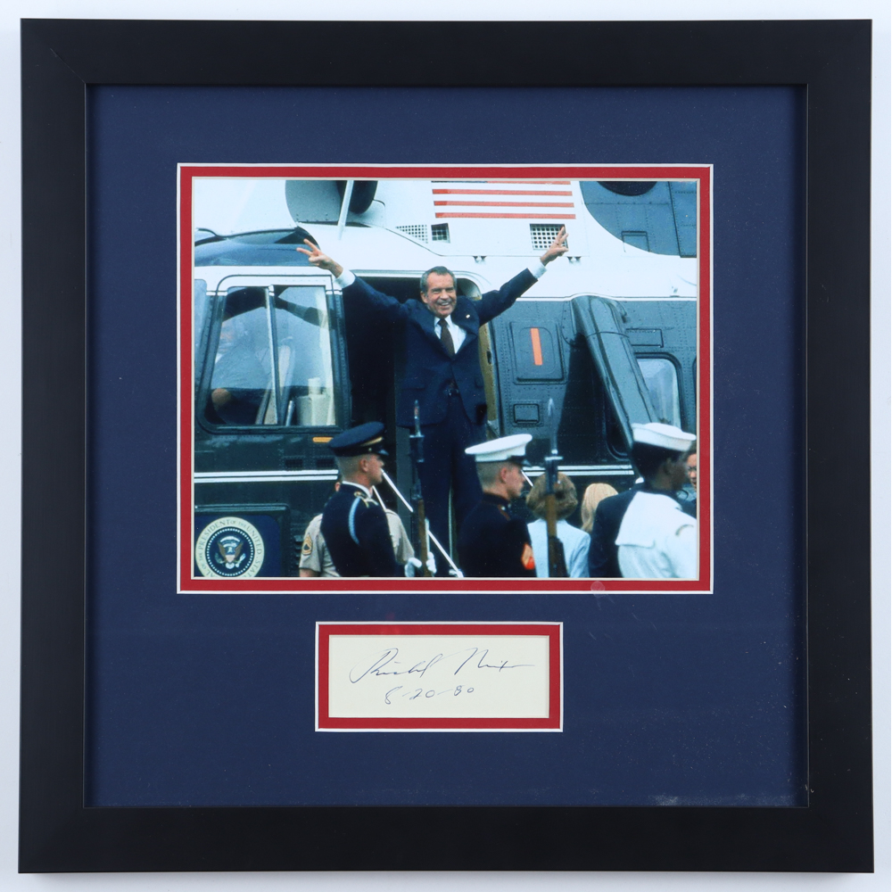 Richard Nixon Signed Custom Framed Cut Display Inscribed "8-20-80" (JSA ...