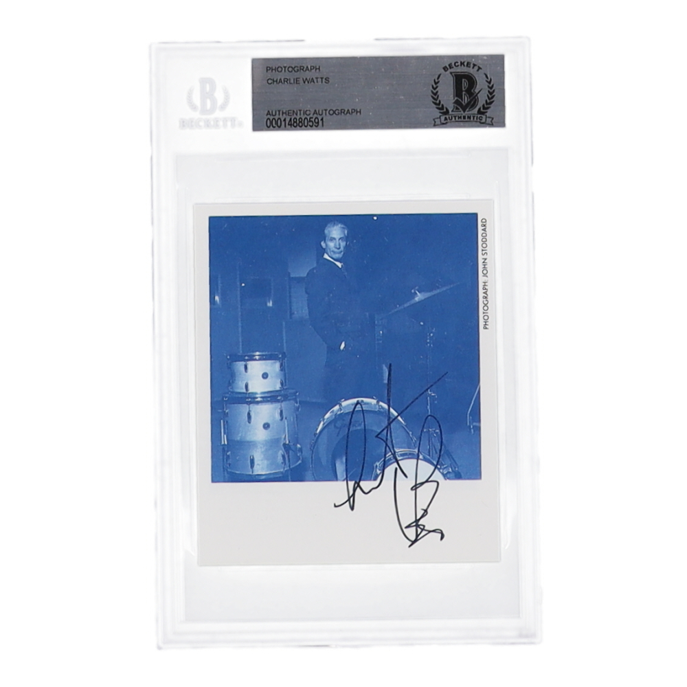 Charlie Watts Signed 4x4 Photo (BAS) | Pristine Auction