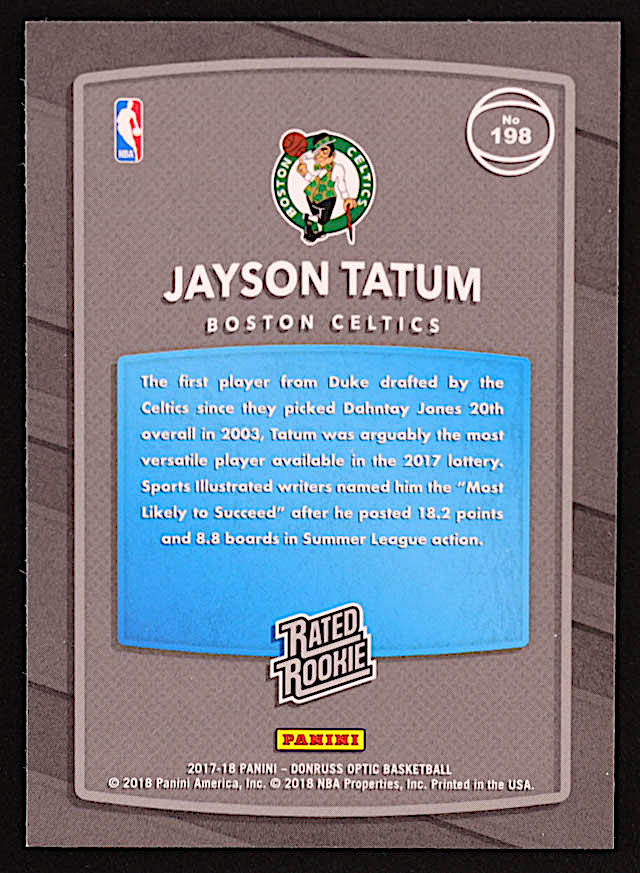 Jayson Tatum 2017-18 Donruss Optic Mega Box Rated Rookie Red Yellow ...