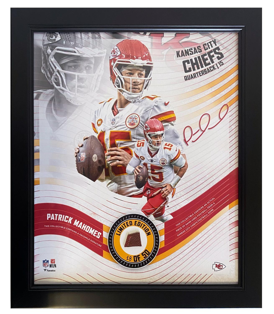 Patrick Mahomes LE Chiefs Custom Framed Photo Display with Game-Used ...