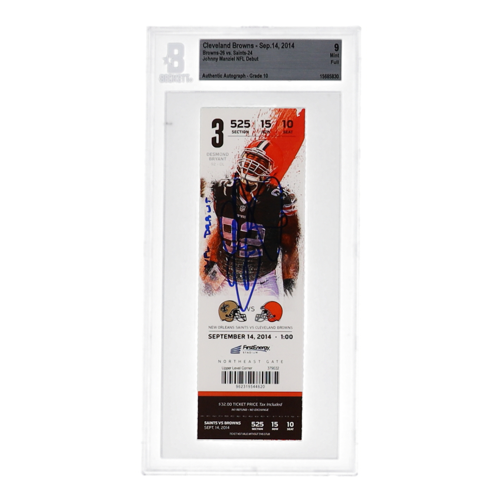 Johnny Manziel Signed 2014 Browns Football Ticket Inscribed "NFL Debut ...