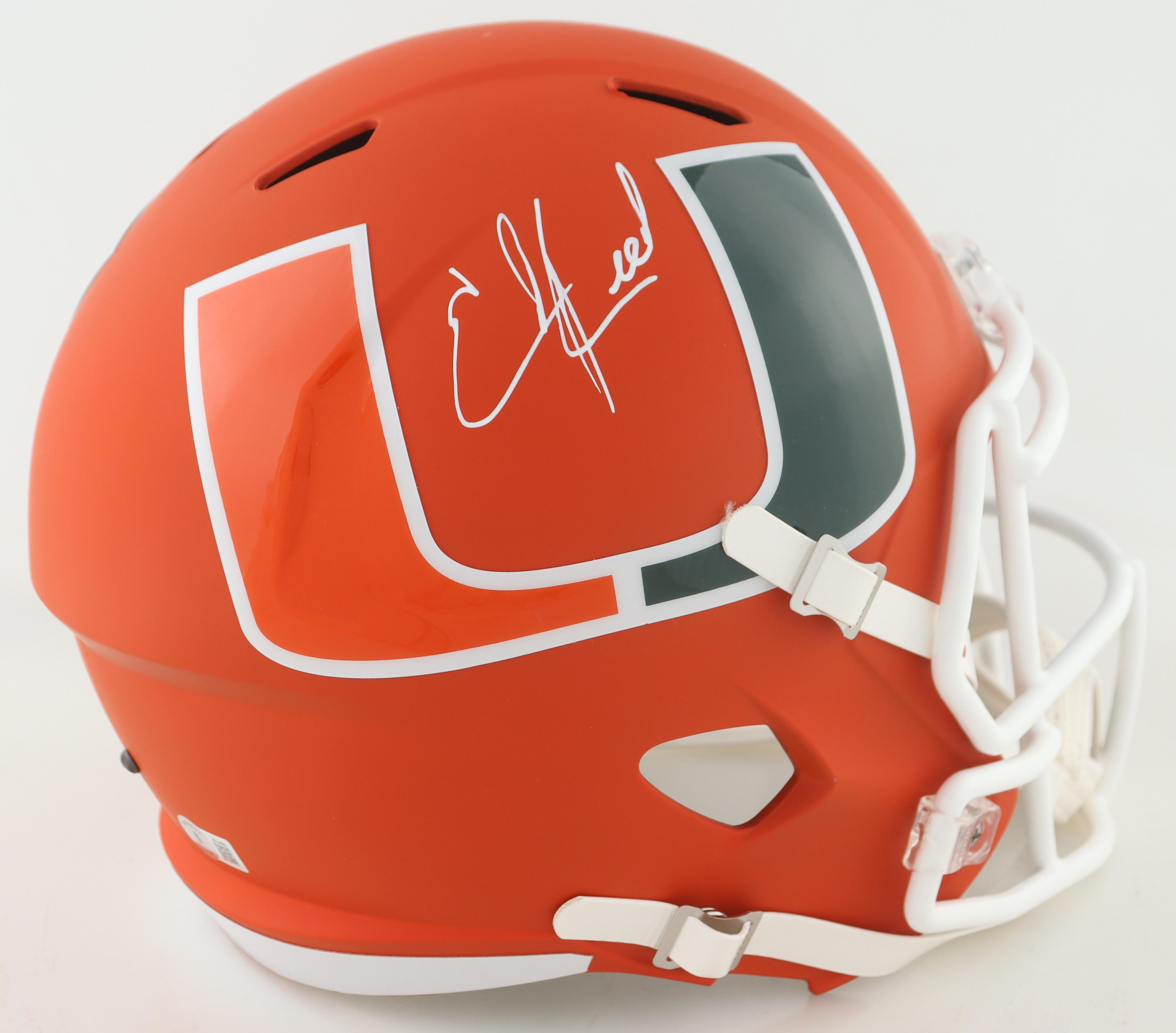 Ed Reed Signed Miami Hurricanes Full-Size Speed Helmet (Beckett ...