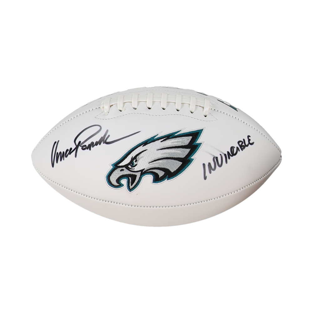 Vince Papale Signed Eagles Logo Football Inscribed "Invincible ...