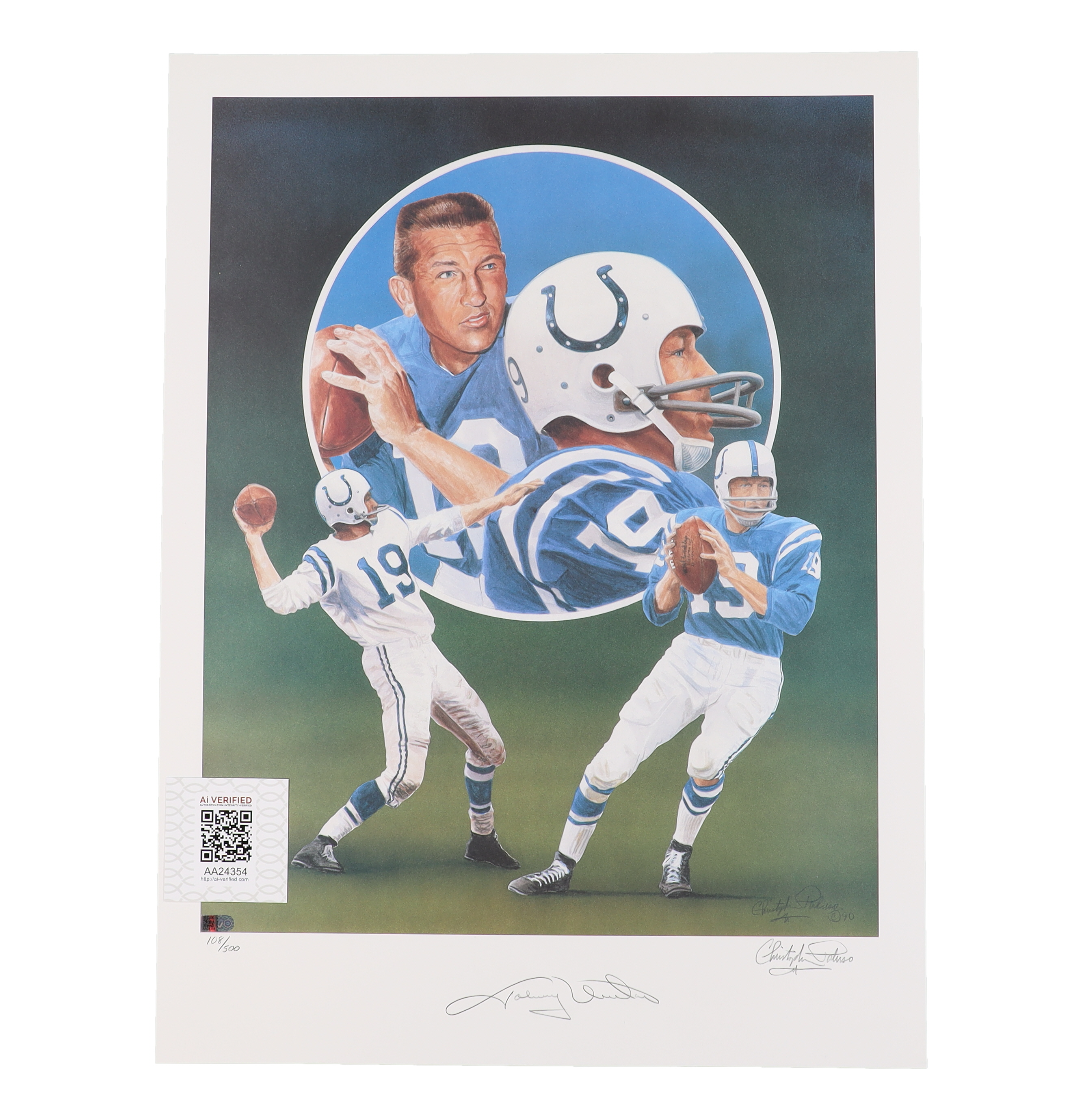 Johnny Unitas & Christopher Paluso Signed LE "Johnny U" Print (AIV ...