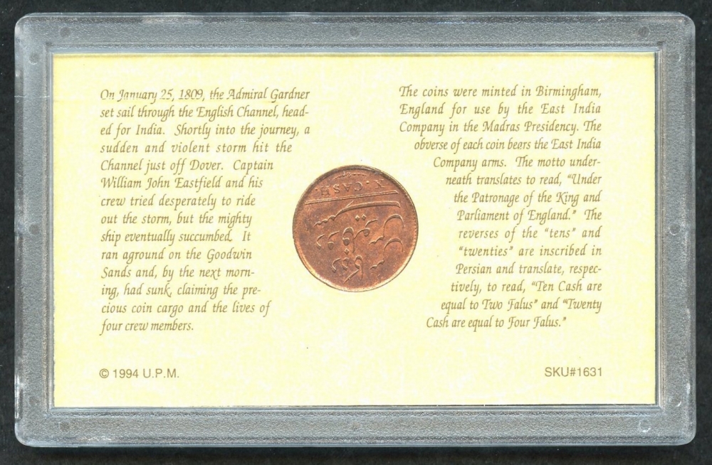 Shipwreck Coin from the Shipwreck of the Admiral Gardner in 1809 ...