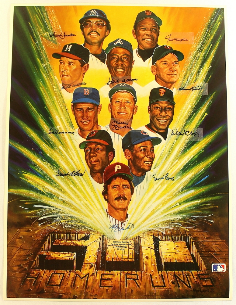 "500 Home Run Club" LE 18x24 Lithograph with (11) Facsimile Signatures ...