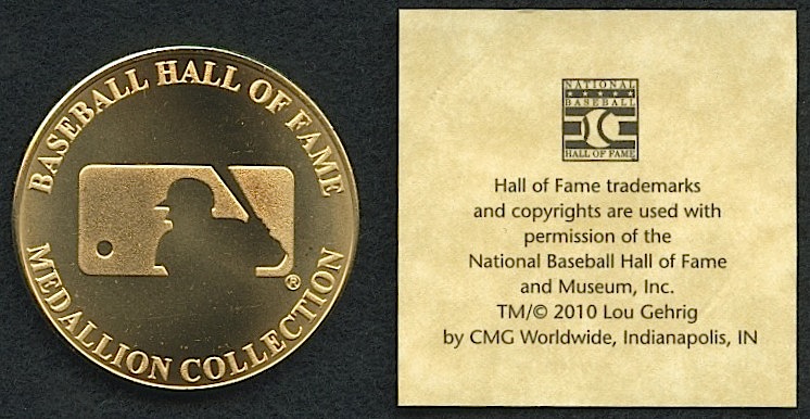 Lou Gehrig Yankees Baseball Hall of Fame Medallion Collection Coin ...