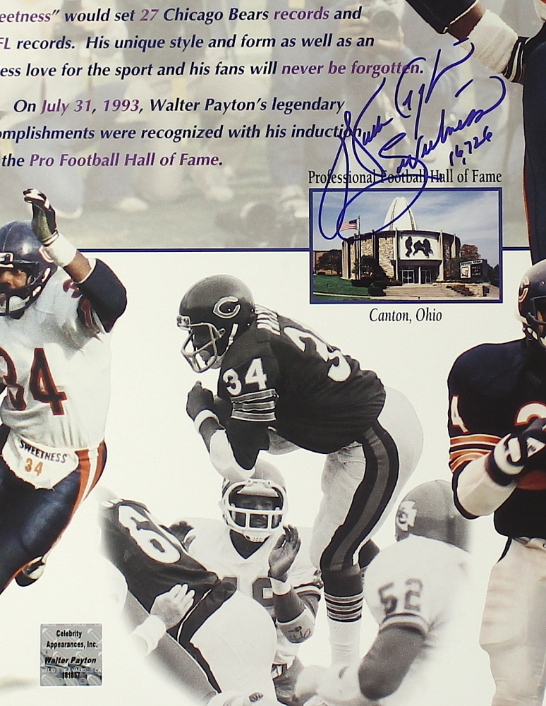 Walter Payton Signed Bears 16x20 Photo Inscribed "Sweetness 16,726 ...