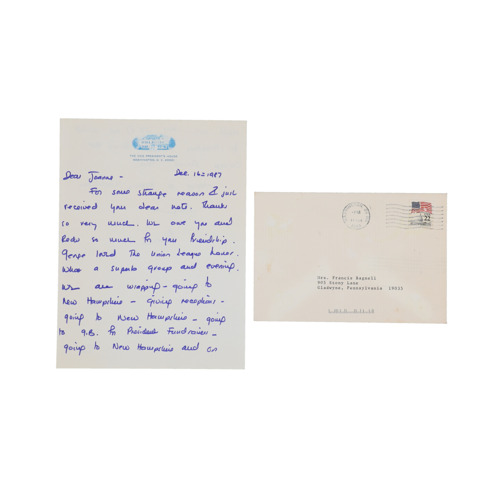Barbara Bush Signed & Handwritten Letter About Camp David on Vice ...