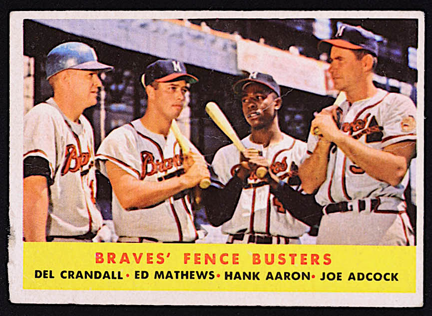 1958 Topps #351 Braves Fence Busters / Del Crandall / Eddie Mathews ...