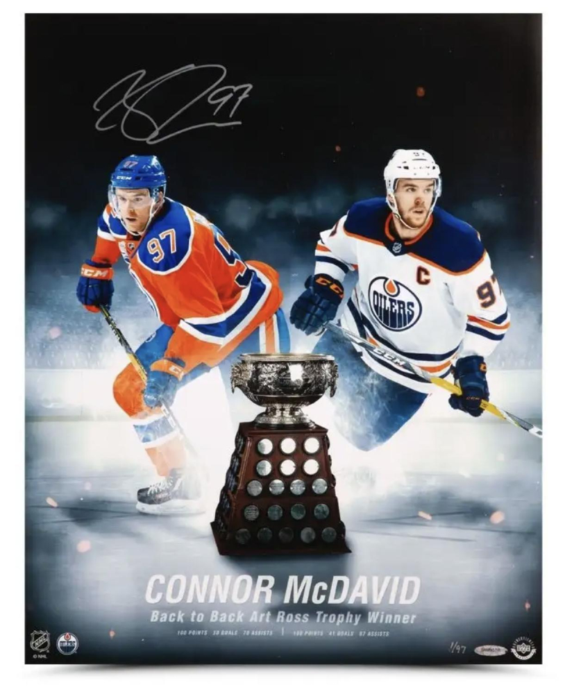 Connor McDavid Signed Oilers "Back to Back Art Ross" 16x20 Photo (UDA ...
