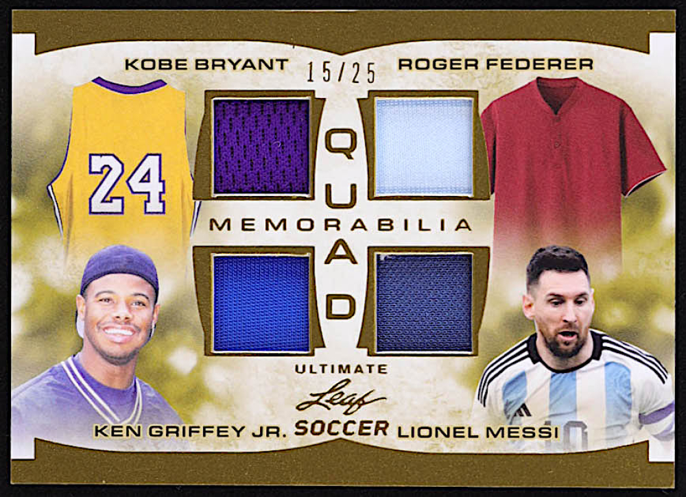 2023 Leaf Ultimate Quad Memorabilia Gold #UQM6 Kobe Bryant / Roger ...