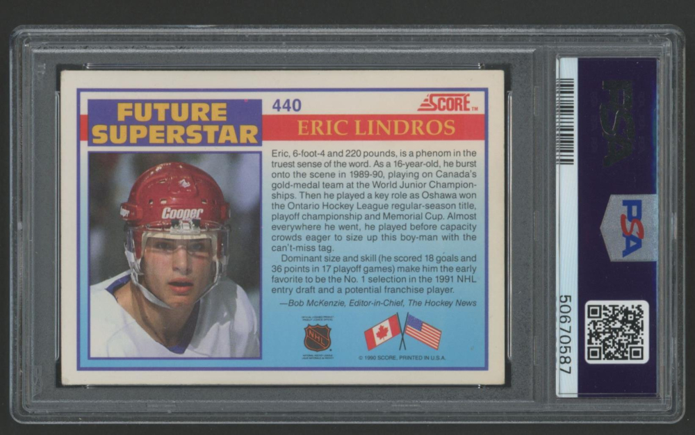 Eric Lindros Signed 1990-91 Score #440 RC (PSA) | Pristine Auction