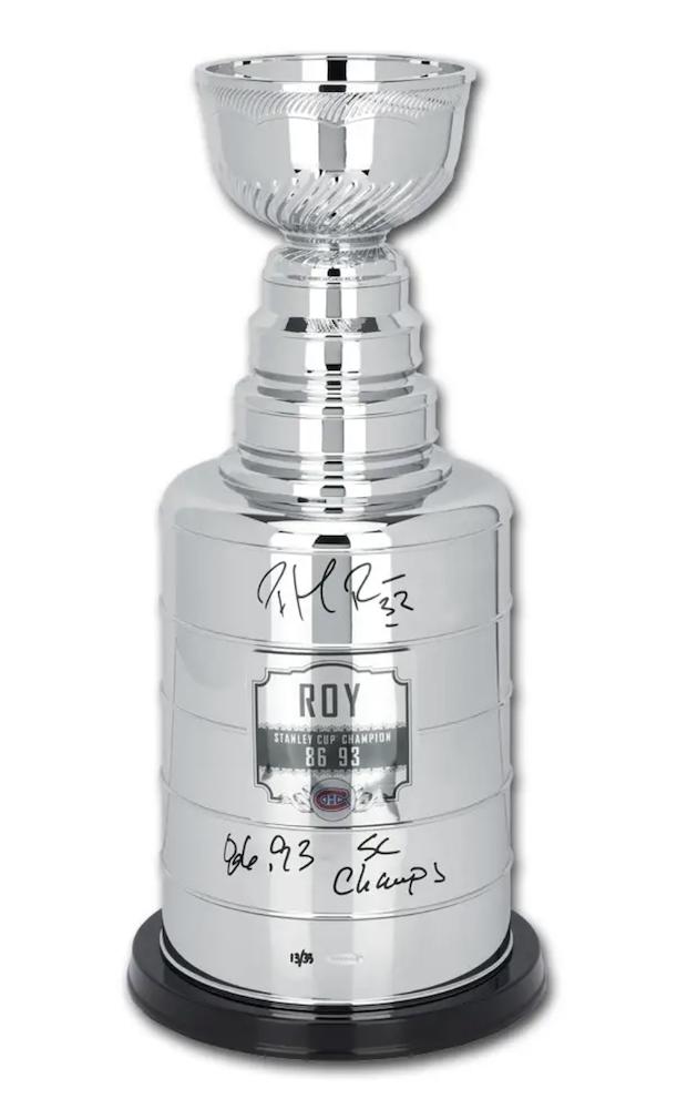Patrick Roy Signed LE Stanley Cup Trophy Inscribed "86, 93 SC Champs ...