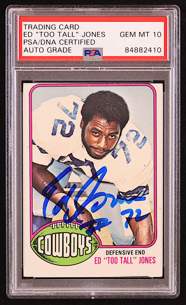 Ed Too Tall Jones Signed 1976 Topps #427 RC (PSA | Auto Grade 10 ...