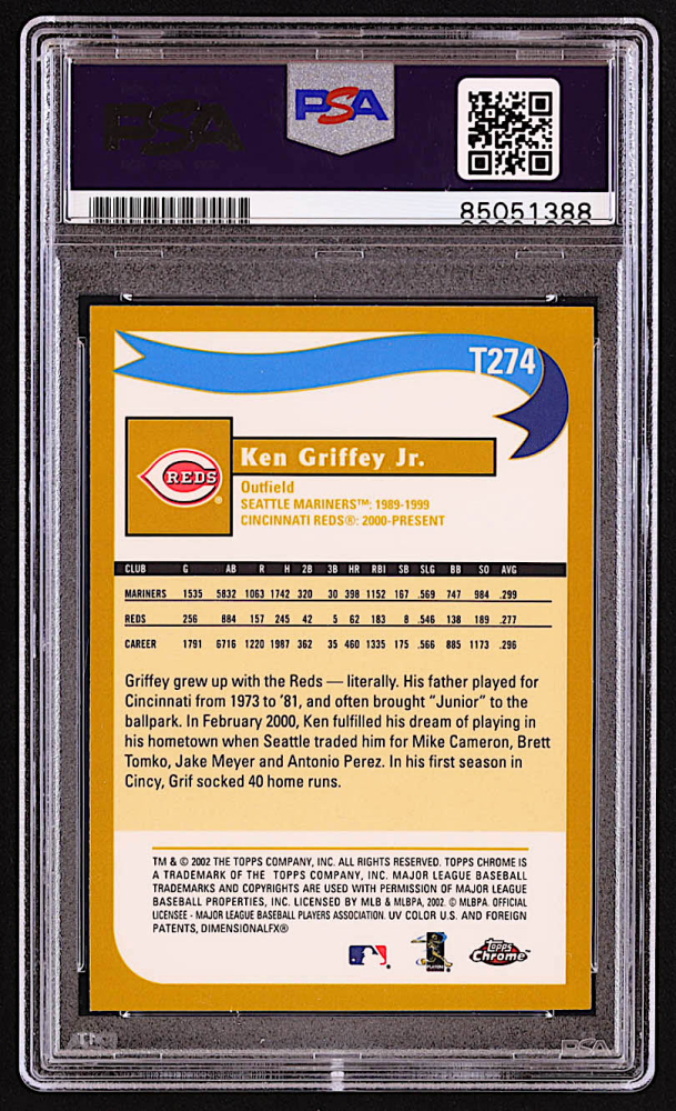 Ken Griffey Jr. Signed 2002 Topps Chrome Traded #T274 WW (PSA | Auto 9 ...