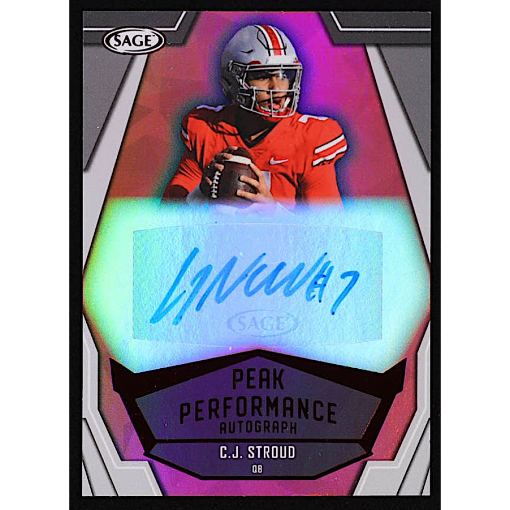 CJ Stroud 2023 SAGE HIT Peak Performance Autographs Red #PKACJS RC ...