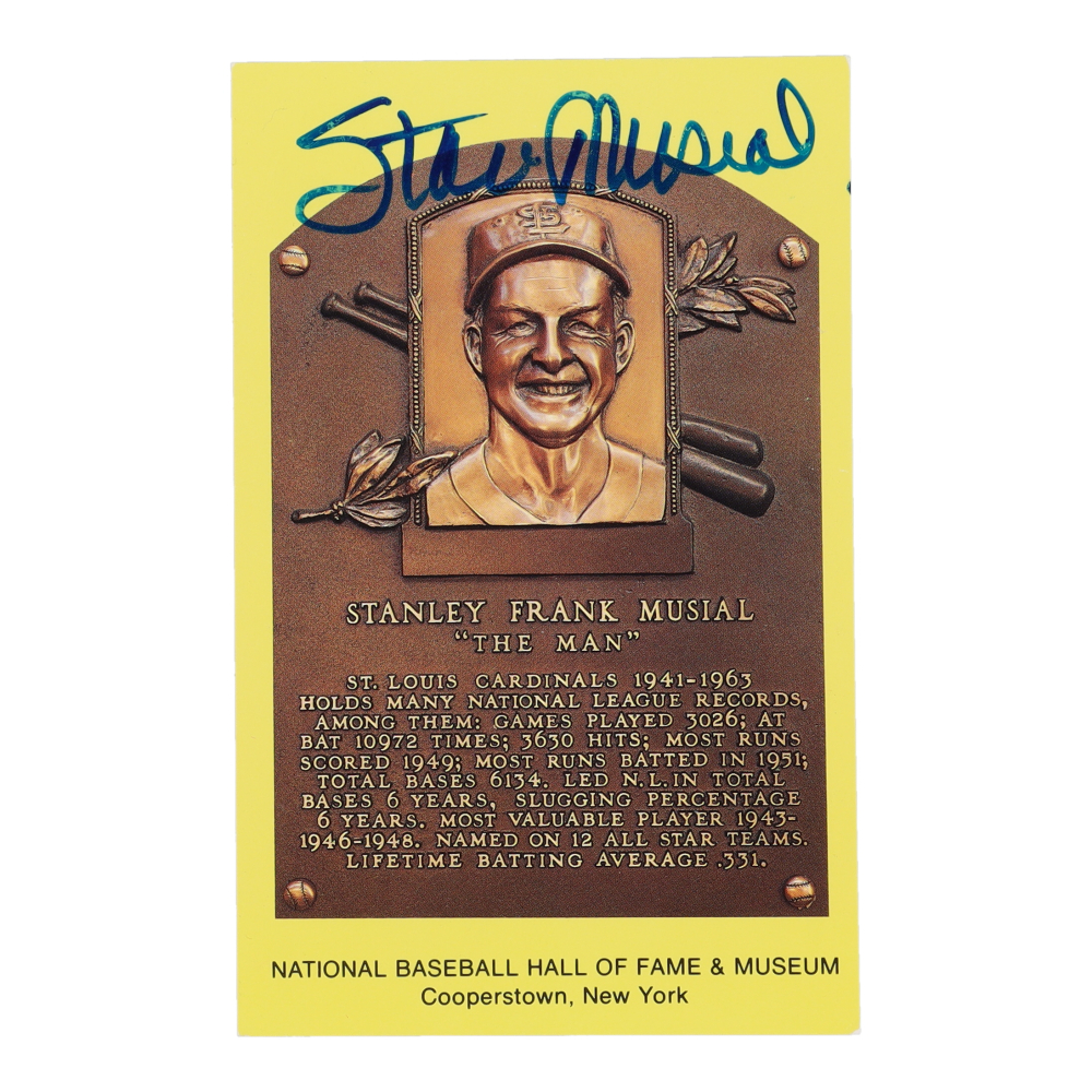 Stan Musial Signed Hall of Fame Plaque Postcard (SGC) | Pristine Auction