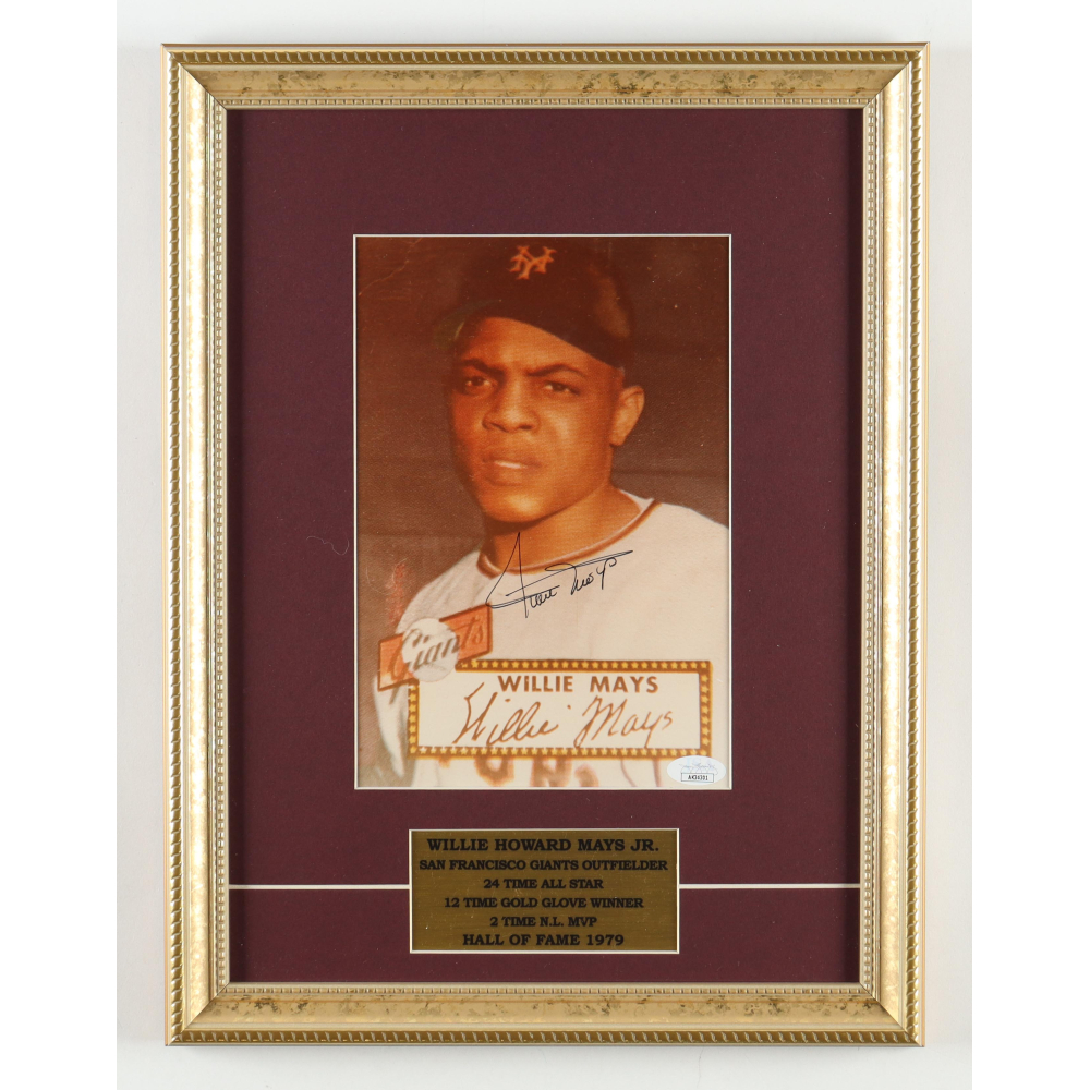 Willie Mays Signed Mets Custom Framed Photo Display (JSA) | Pristine ...