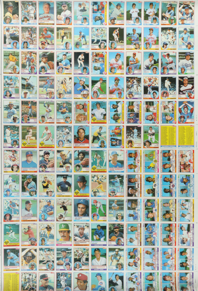 1983 Topps Uncut Baseball Card Sheet With Hall Of Famers Stars ...