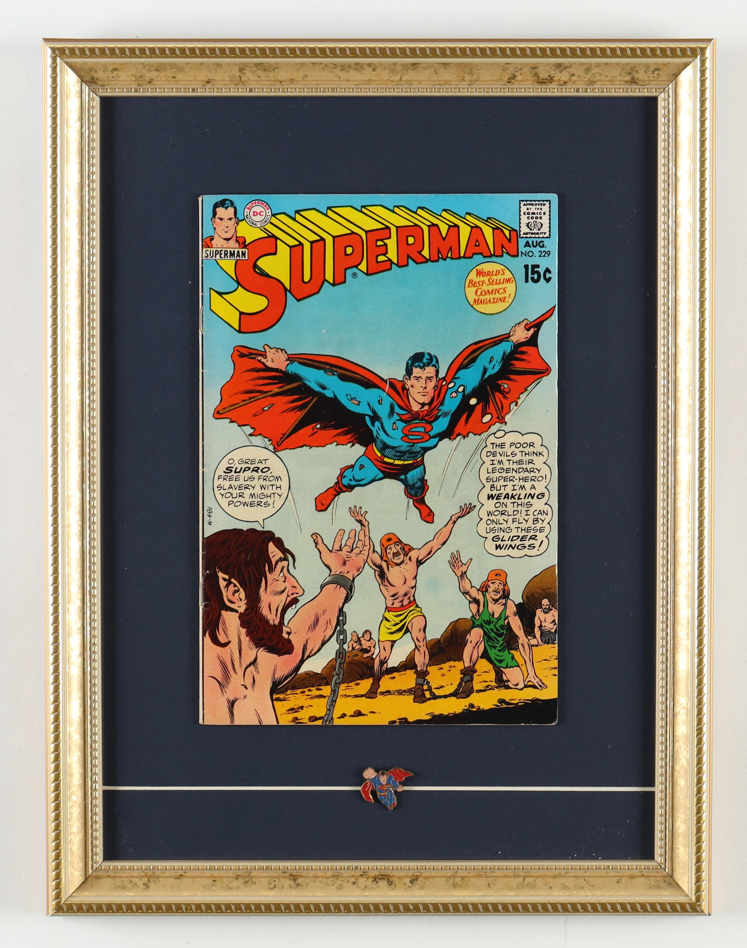 1970 "Superman" Issue #229 Custom Framed Comic Book Display With ...