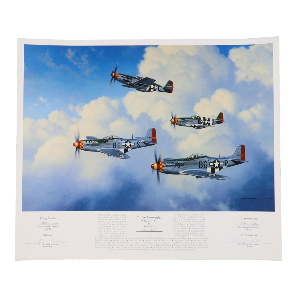 CE Bud Anderson & Bill Overstreet Signed "Fallen Comrades" 18x22 Stan ...