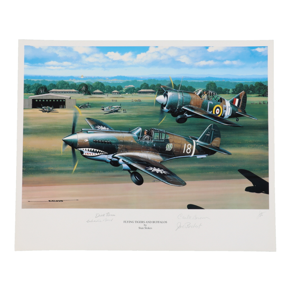 "Flying Tigers and Buffalos" 18x22 Stan Stokes Lithograph Signed By ...