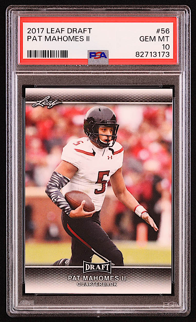 Pat Mahomes II 2017 Leaf Draft #56 RC (PSA 10) | Pristine Auction