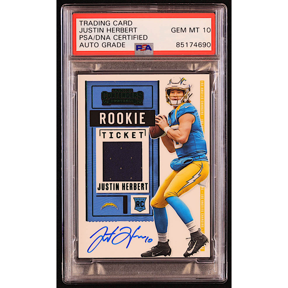 Justin Herbert Signed 2020 Panini Contenders Rookie Ticket Swatches #4 ...