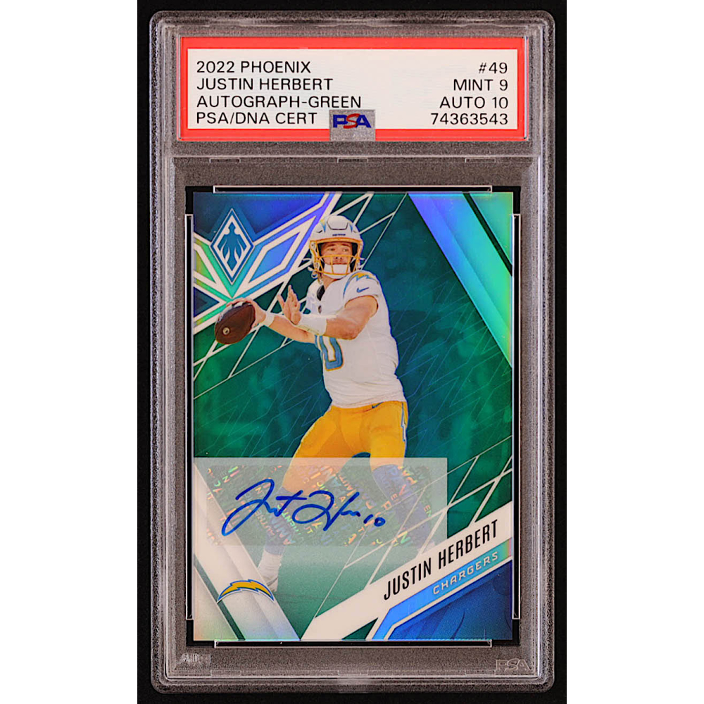 Justin Herbert 2022 Panini Phoenix Autographs Green #49 #5/5 (PSA 9 ...